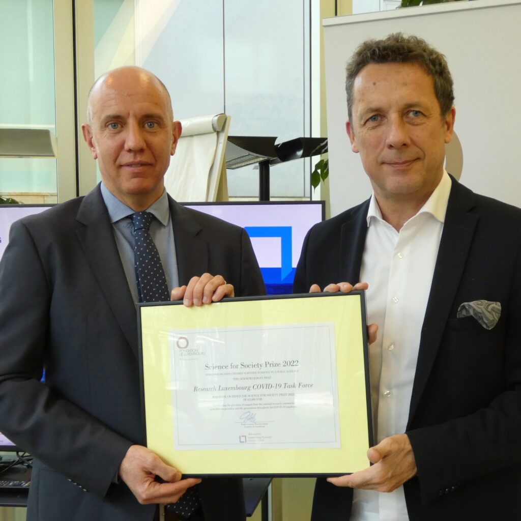 COVID-19 Task Force awarded the 2022 Science for Society Prize - University of Luxembourg